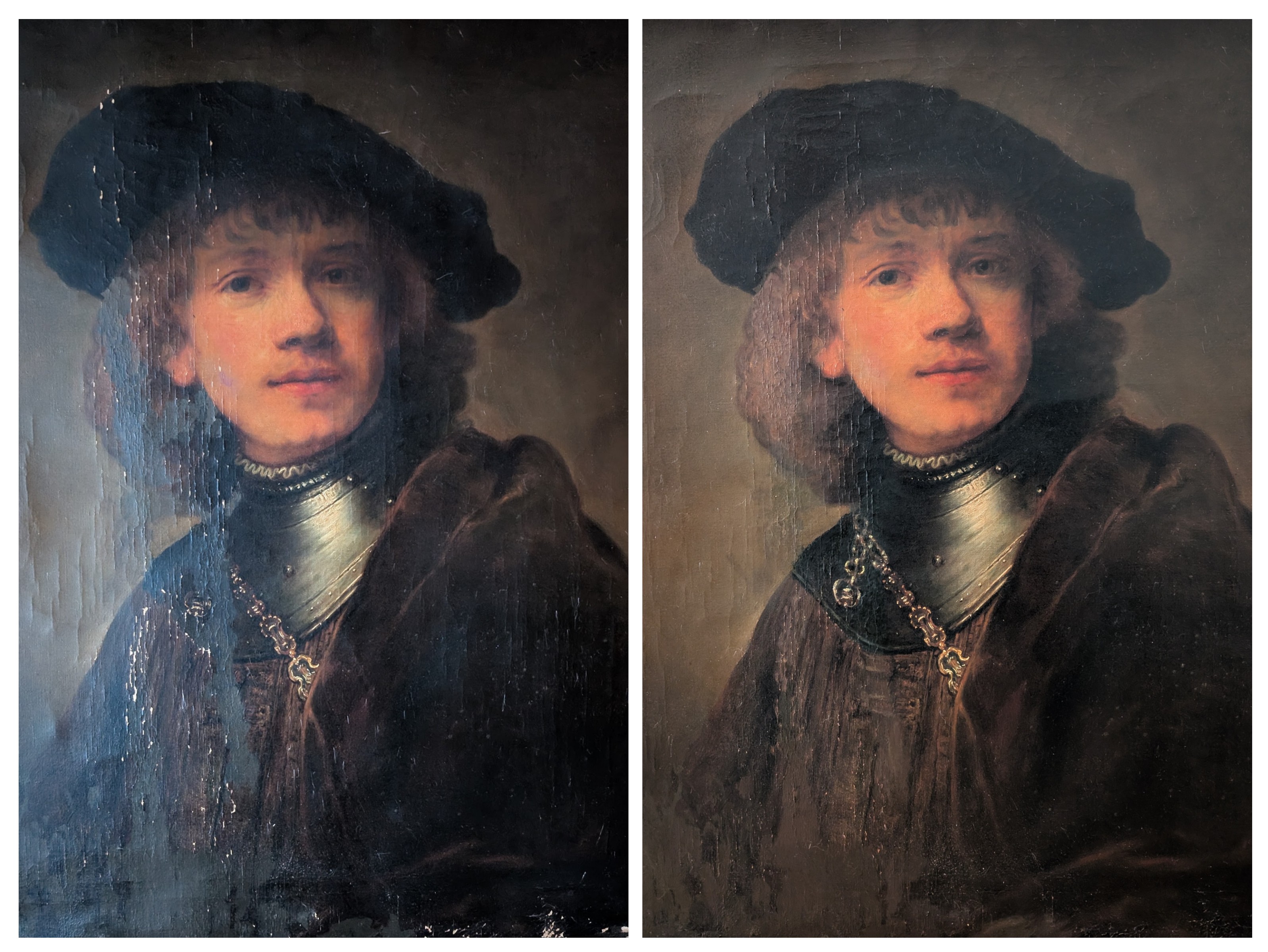 Restauration du portrait d’un jeune homme, suiveur de Rembrandt , XIXe ...